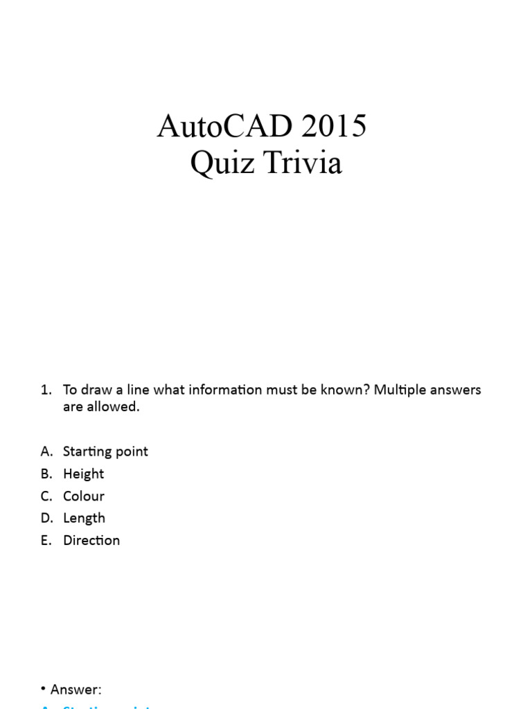 AutoCAD 2015 Quiz | PDF