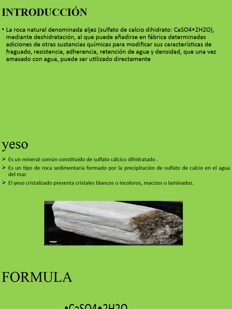 Tipos y características del yeso mineral | PDF | Yeso | Materiales