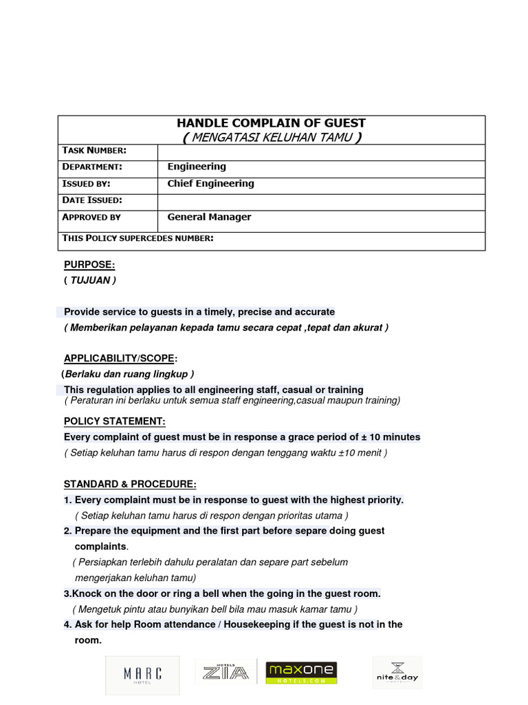 Guest Complain | PDF