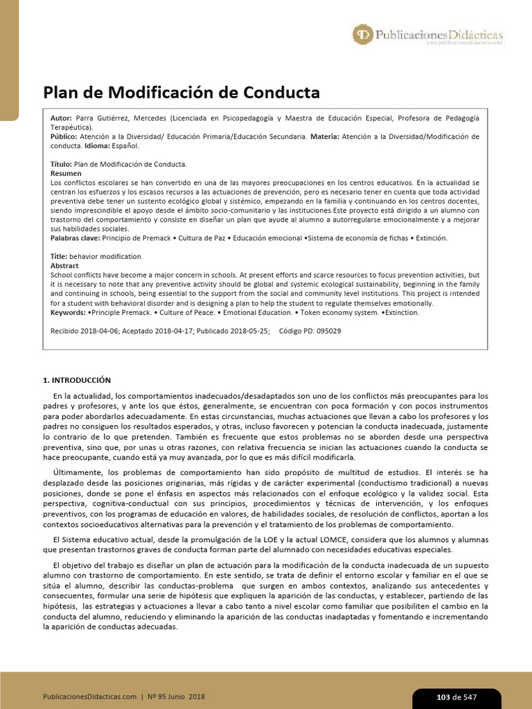 Articulos de Modificacion de Conducta | PDF | Comportamiento | Aprendizaje