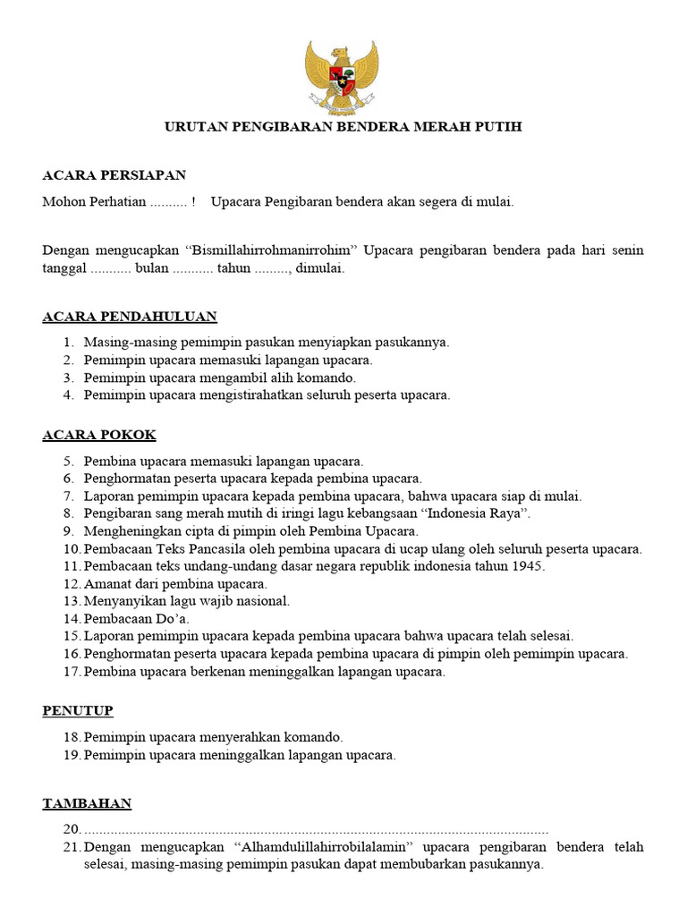 Susunan Teks Upacara Bendera 2022 | PDF