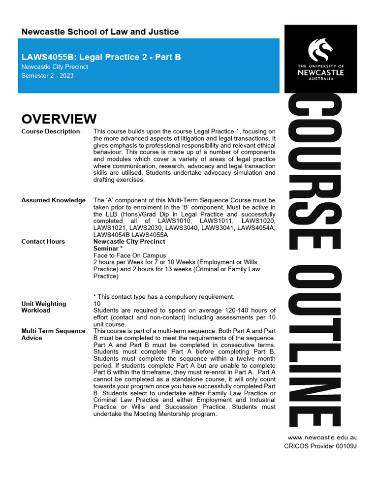 Laws4055b 2023 Sem2 Newcastle | PDF | Lexis Nexis | Evaluation