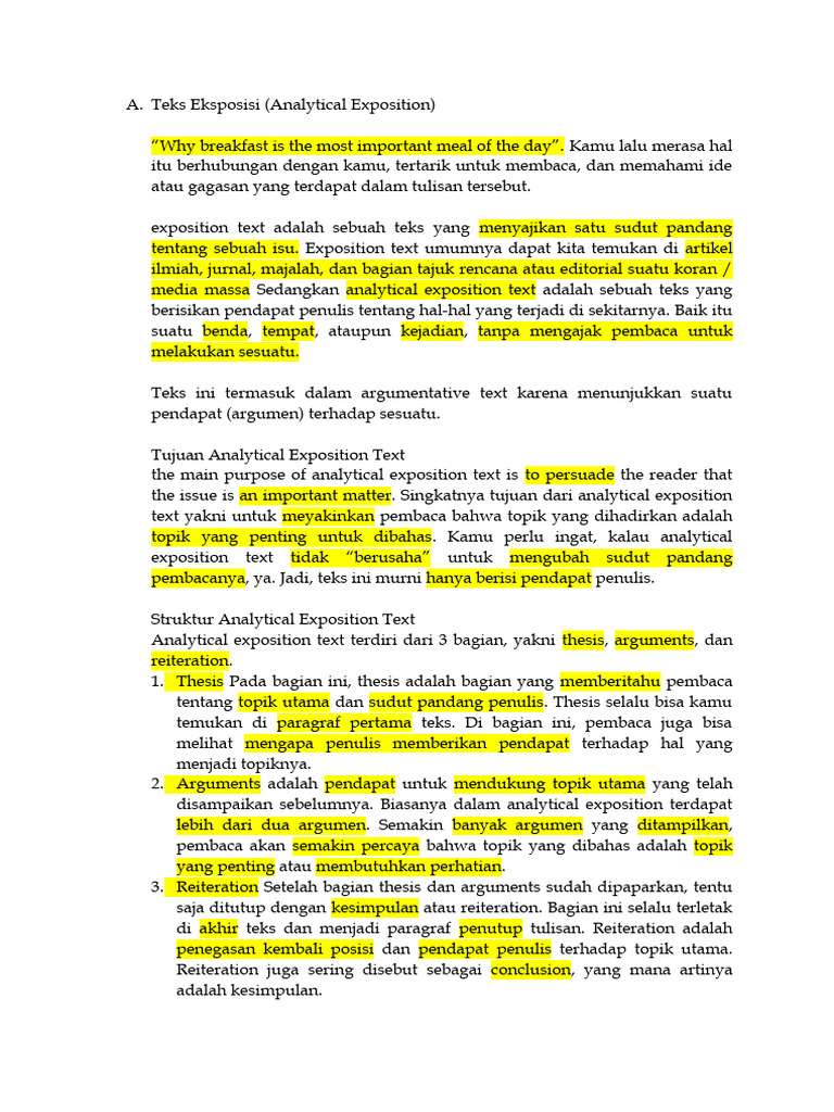 Rangkuman Materi Teks Exposition | PDF