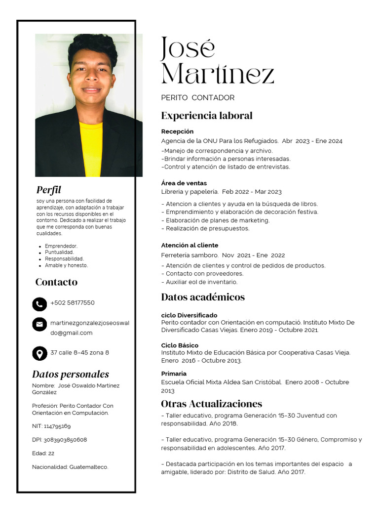 CV. José Martinez | PDF | Negocios | Ciencias sociales