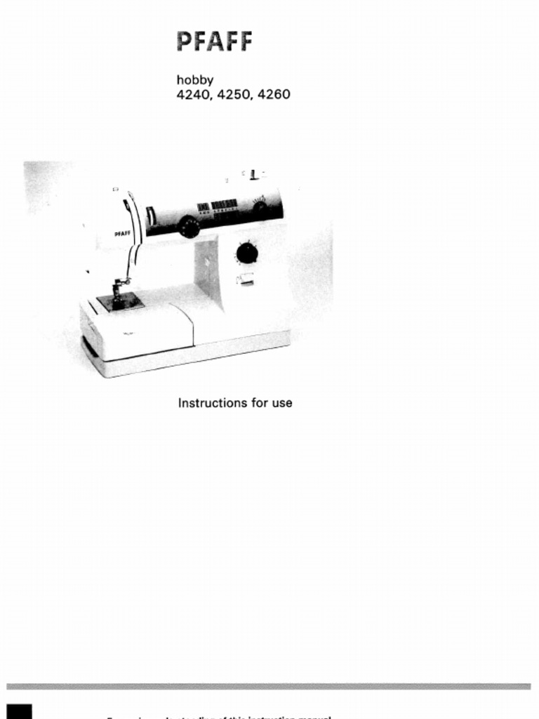 Pfaff Hobby 4240/4250/4260 Sewing Machine Instruction Manual | PDF ...