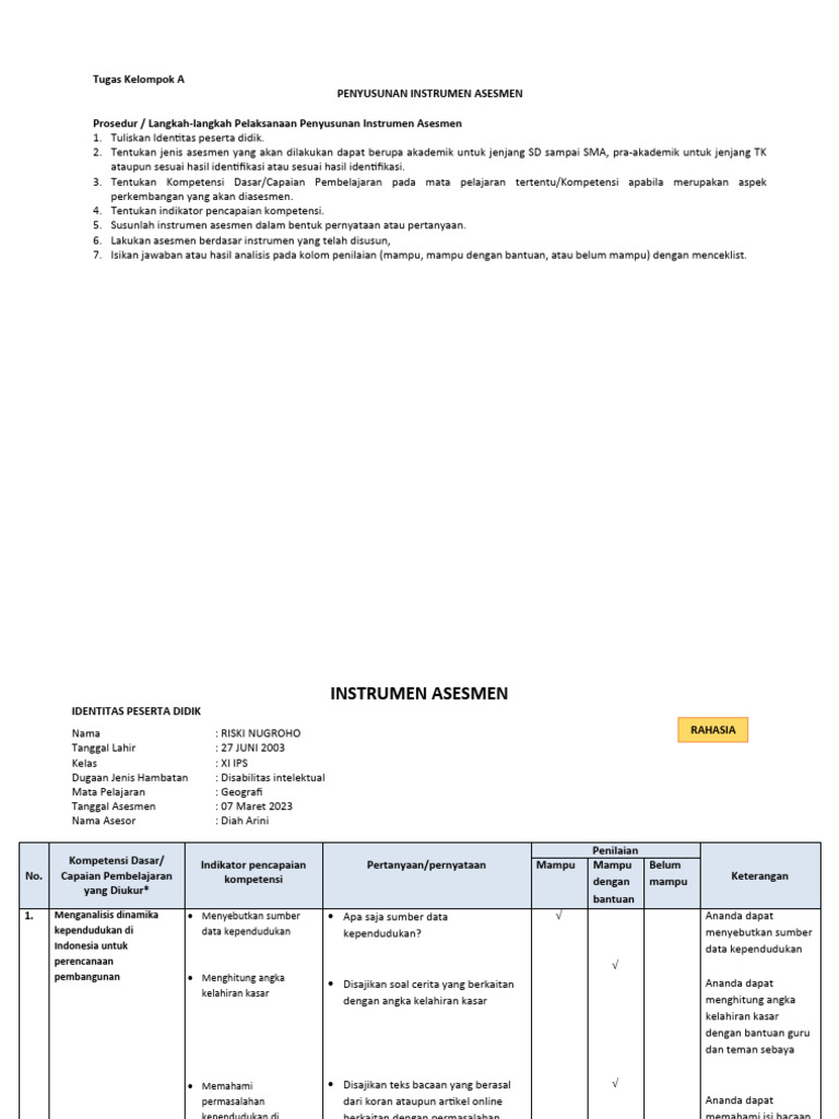 Miyati Murih Rahayu - Instrumen Asesmen | PDF