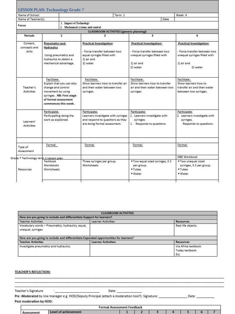 Technology Lesson Plan Term 1 Week 4 of 2024 | PDF | Lesson Plan | Teachers