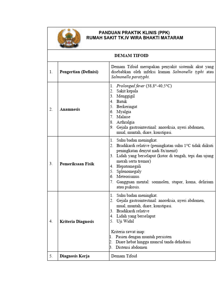 Panduan Praktik Klinis Demam Tifoid | PDF