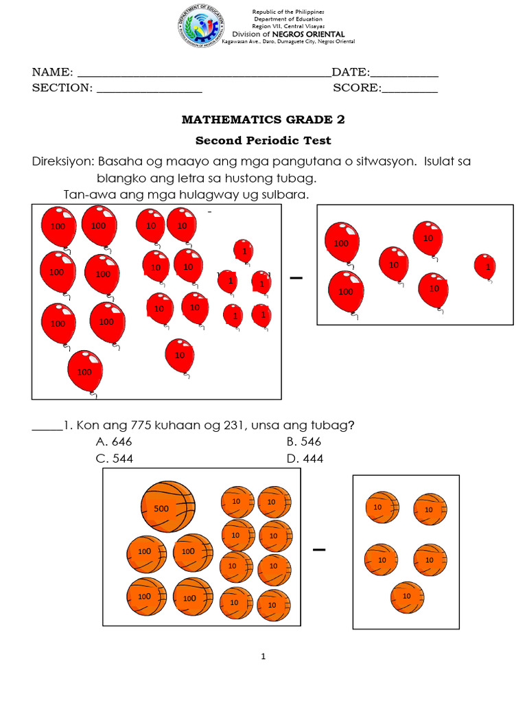 Math 2 - 2nd Quarter Assessment - docxMTB | PDF
