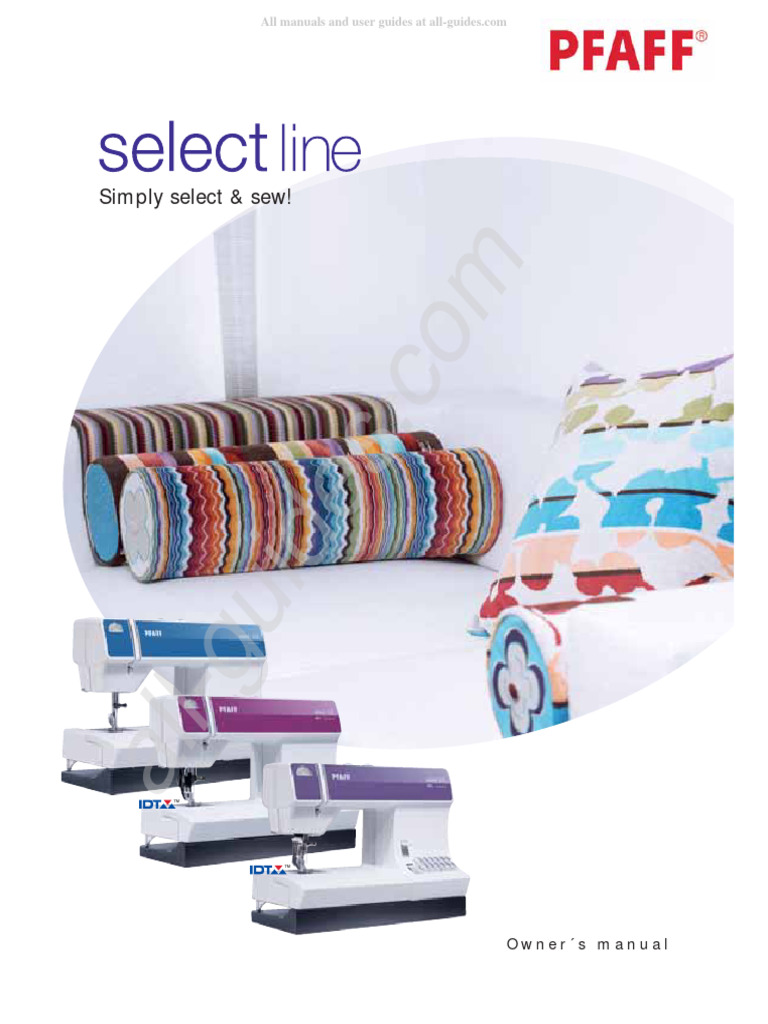 Pfaff Select Line 2.0 Sewing Machine Instruction Manual | PDF | Sewing ...