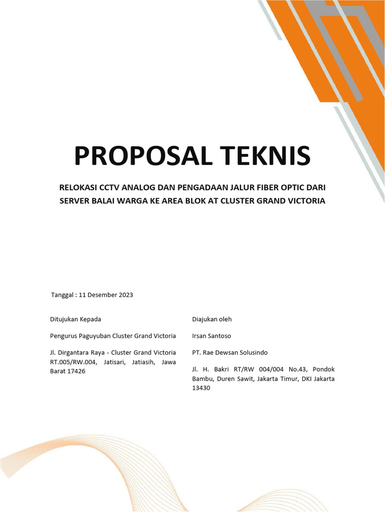 Proposal Teknis - Relokasi CCTV Grand Victoria | PDF