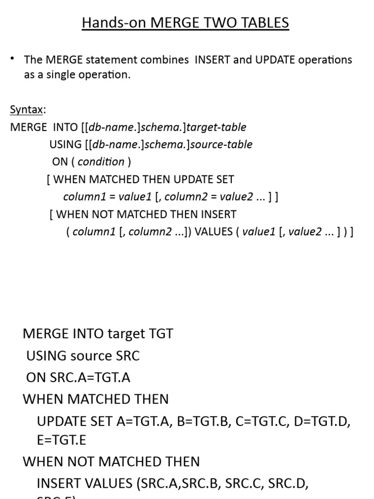Hands-On Merging of 2 Tables | PDF | Computers
