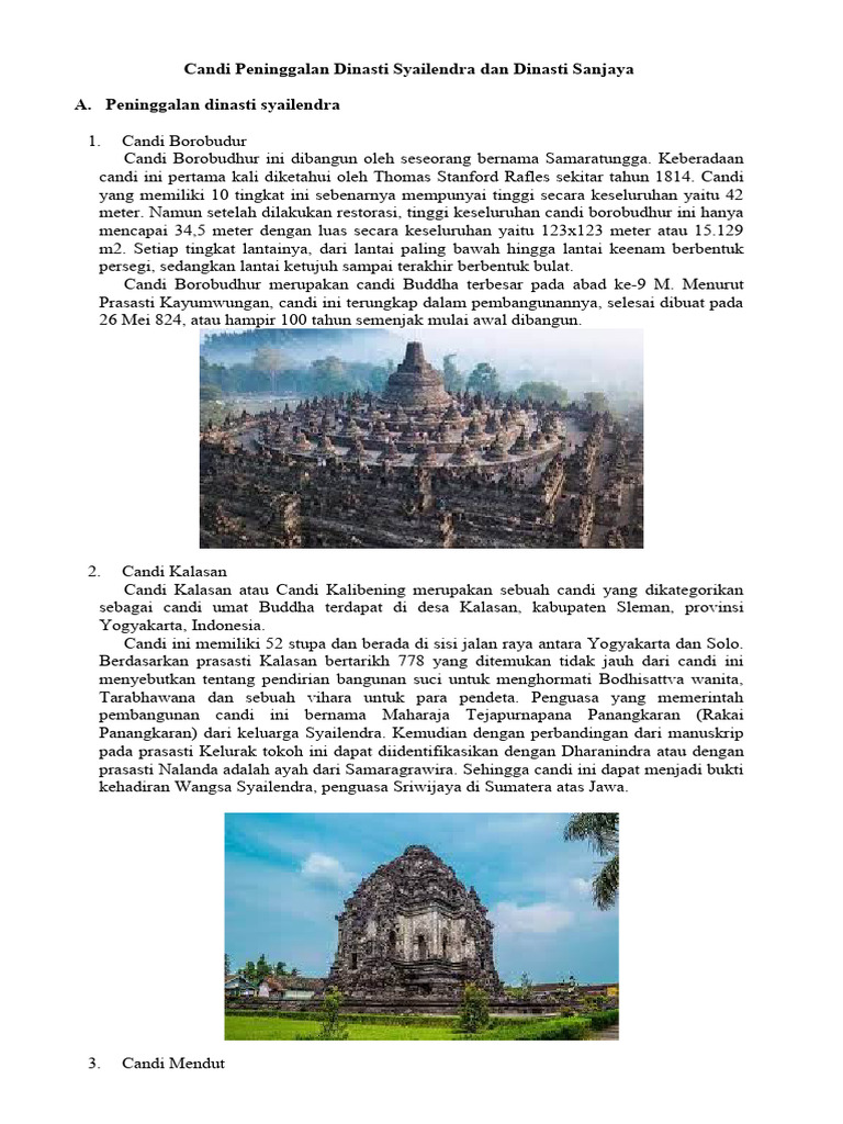 Peninggalan Candi Syailendra dan Sanjaya | PDF