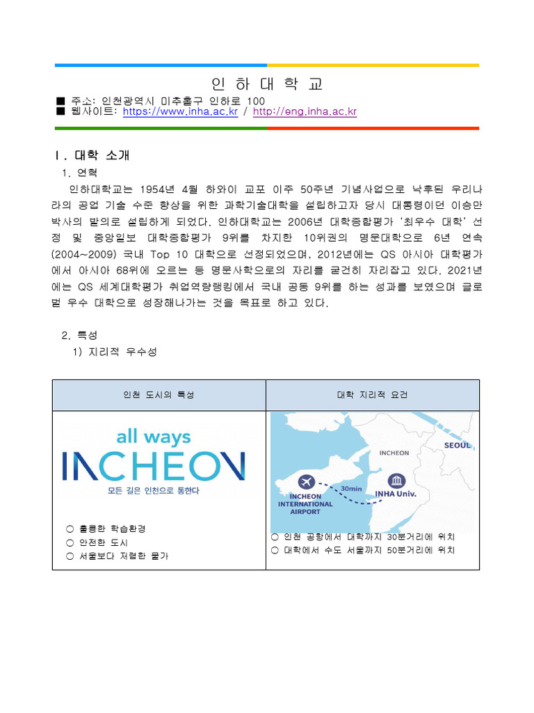 2024 GKS-U Overview of University (INHA-U) | PDF