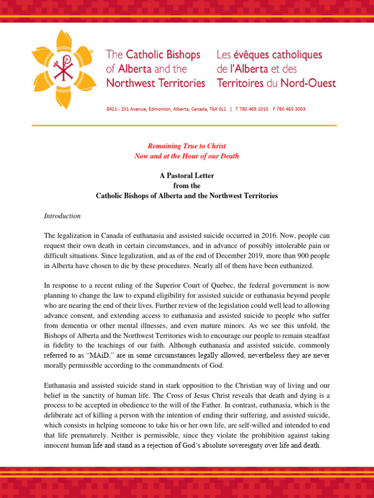 Pastoral Letter On Euthanasia Assisted Suicide | PDF | Catholic Church ...