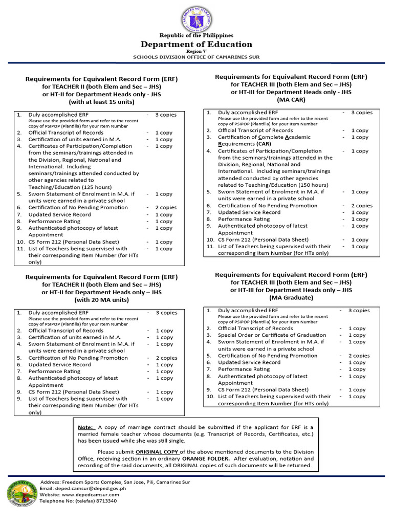 Requirements For Equivalent Record Form | PDF