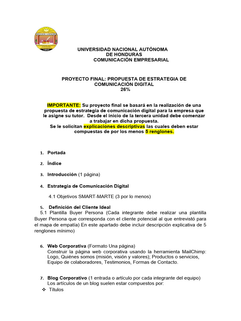 Lineamientos Informe Proyecto Final Iii Pac 2023 | PDF | Marketing | Blog