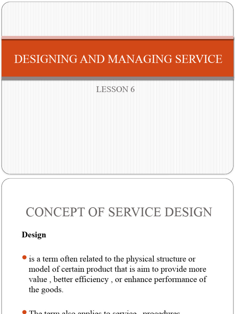 Lesson 6 Designing And Managing Service Pdf Innovation Design