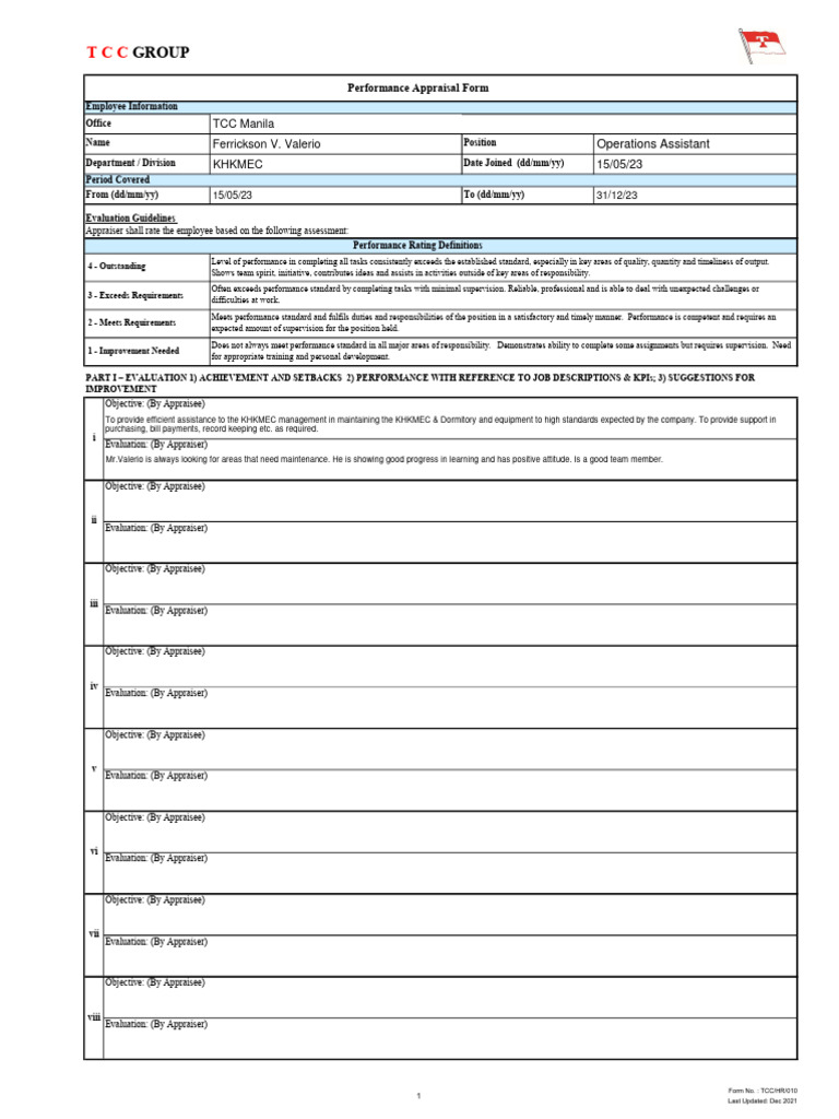 010-PA Form (Fleet - Non-Fleet) 2021 Ferrickson | PDF | Performance ...