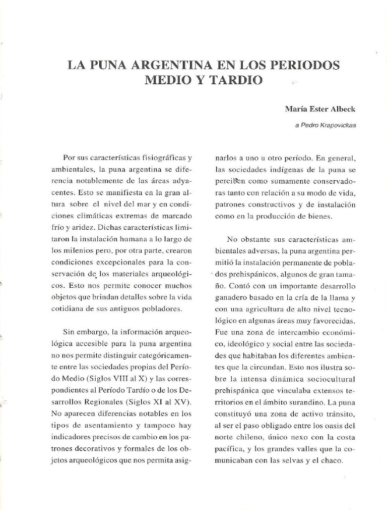 ALBECK La - Puna - Argentina - en - Los - Periodos - Medio | PDF