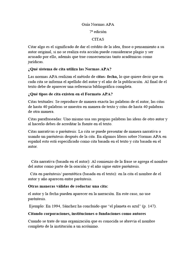 Guía Normas APA | PDF | Estilo apa | Comillas