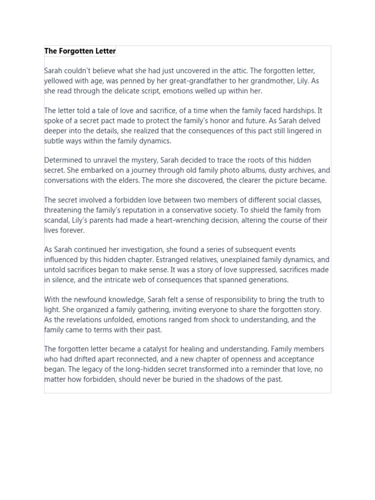 The Forgotten Letter | PDF