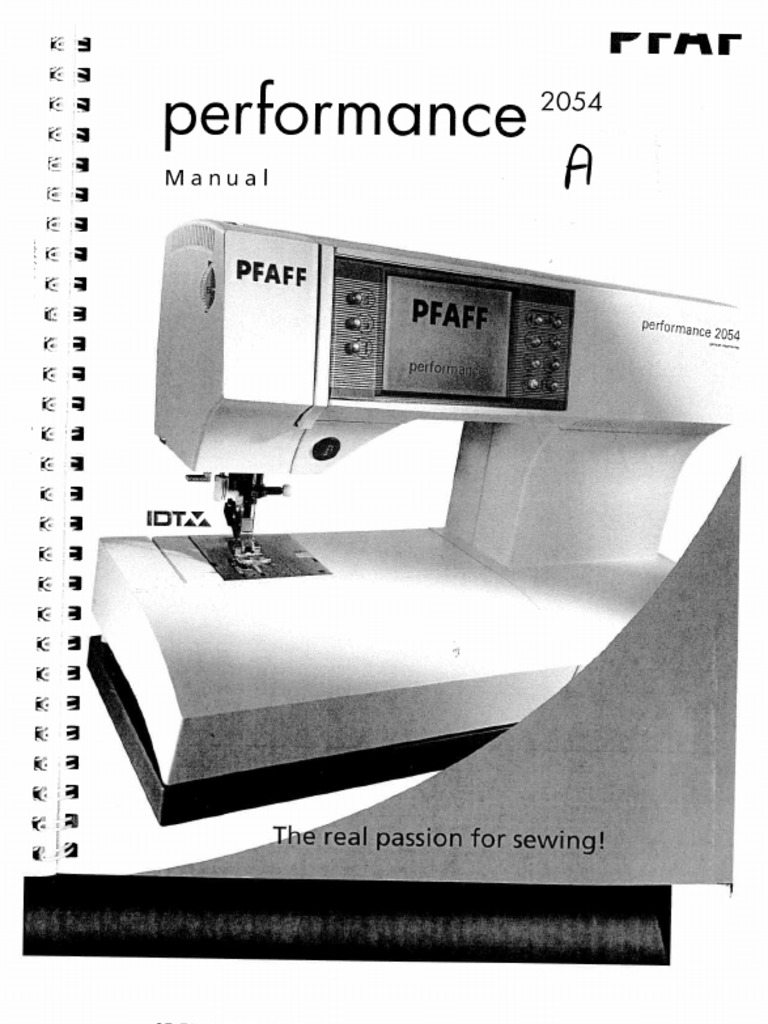Pfaff Performance 2054 Sewing Machine Instruction Manual | PDF | Sewing Machine | Seam (Sewing)