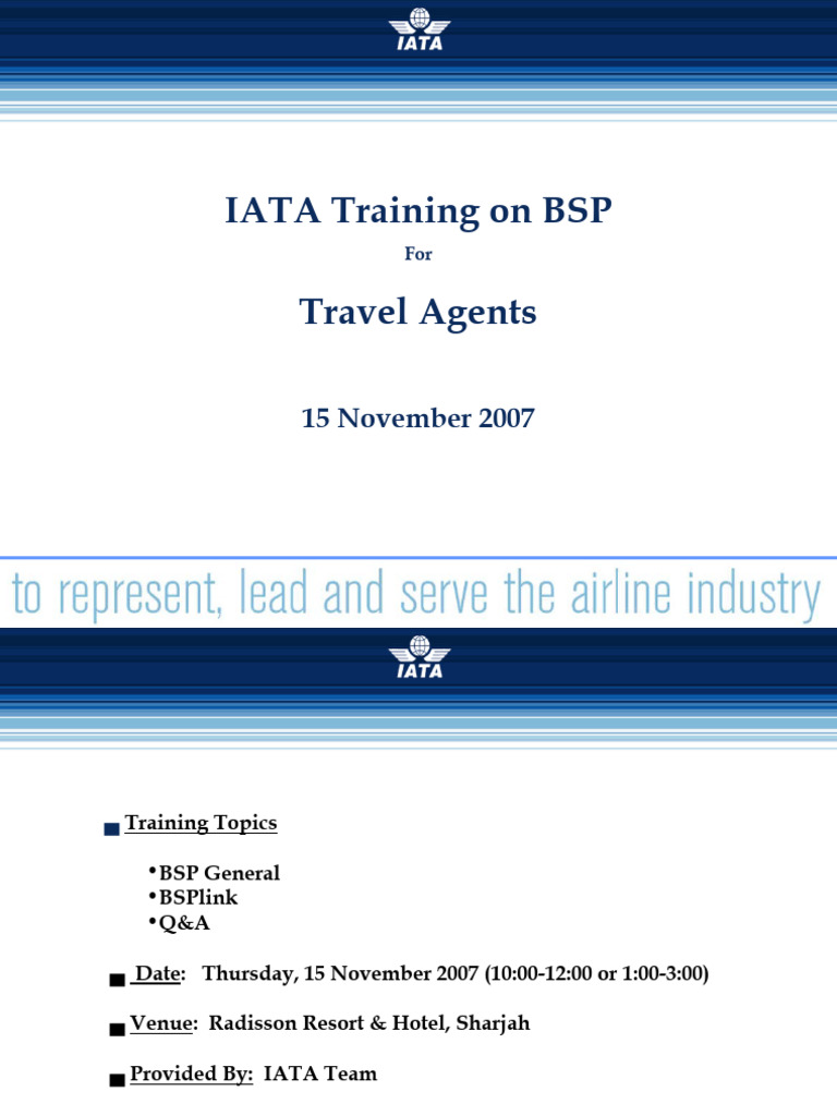 IATA BSP Training for Travel Agents | PDF | Travel Agency | Business