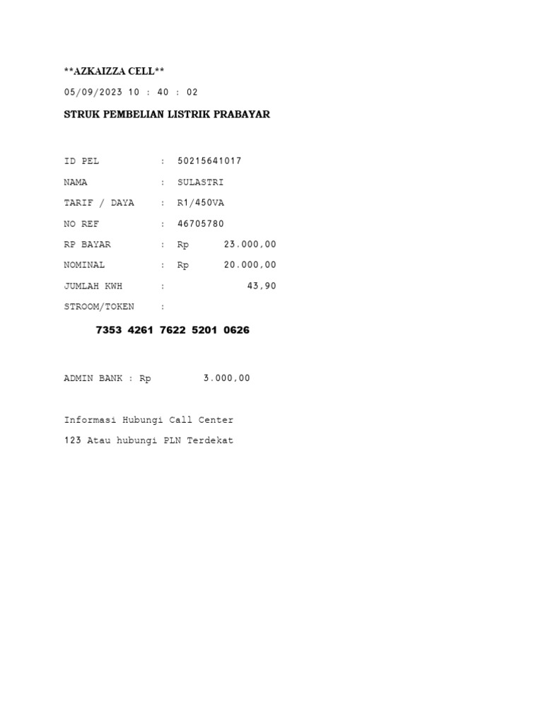 Rekening Listrik Prs-1 | PDF