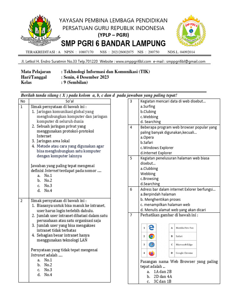 Soal Informatika Kelas 9 | PDF