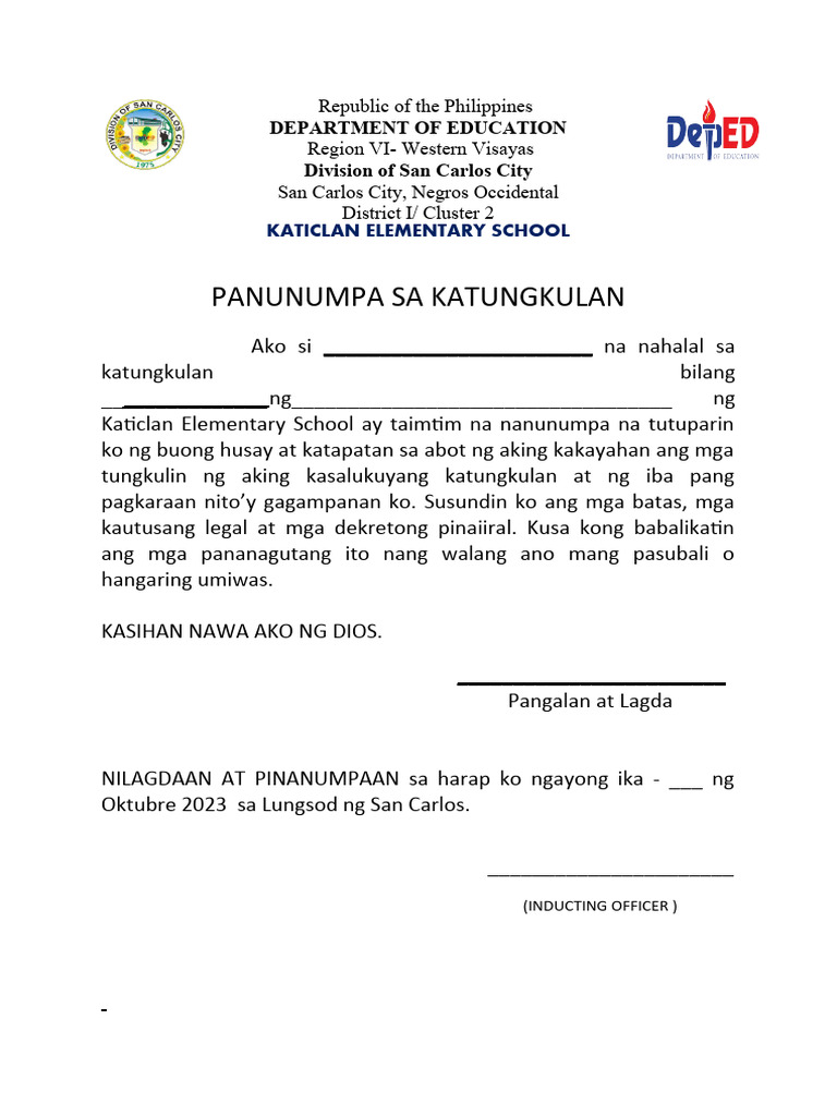 Panunumpa Sa Katungkulan | PDF