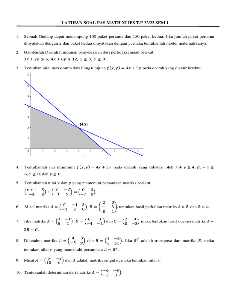 Lat Soal PAS Math XI IPS | PDF