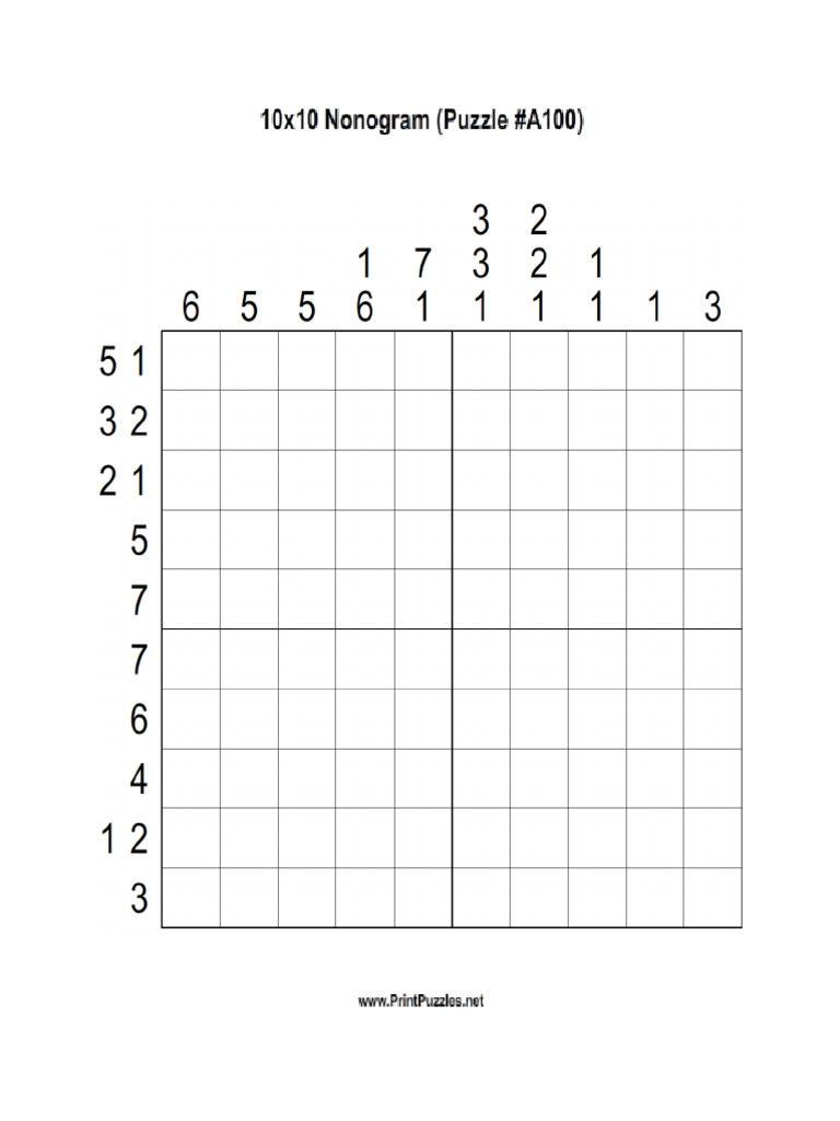Nonogram 10x10 A100 | PDF