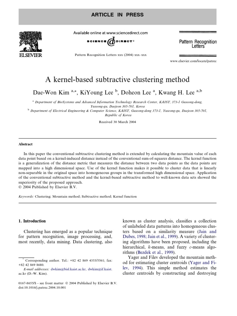 Method Subtractive Culstering | PDF | Cluster Analysis | Applied Mathematics