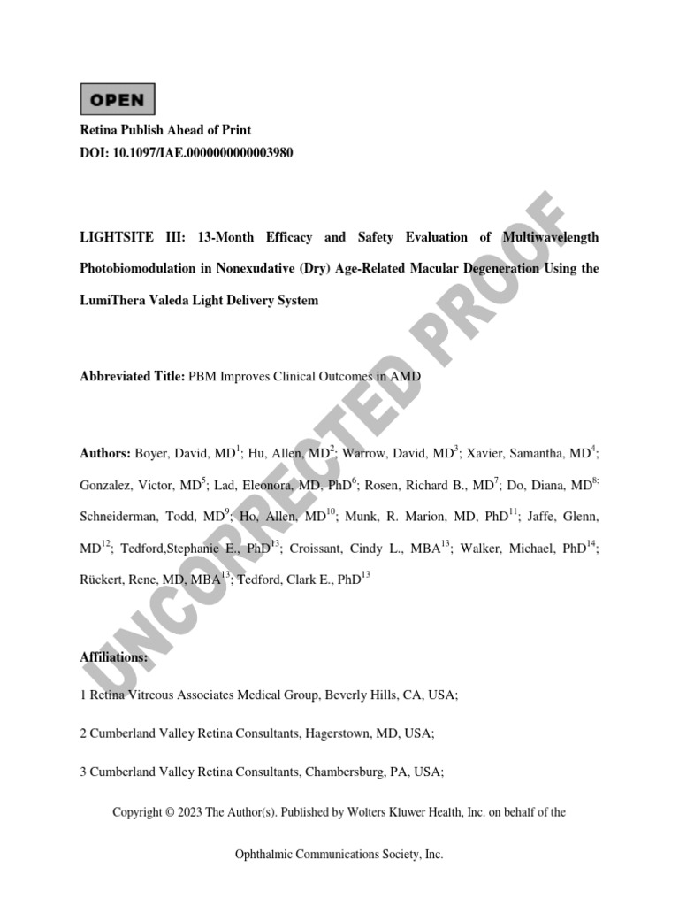 LIGHTSITE III - 13-Month Efficacy and Safety Evaluation of ...