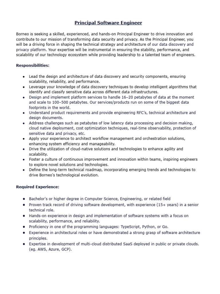 Principal Engineer at Borneo | PDF | Cloud Computing | Systems Engineering
