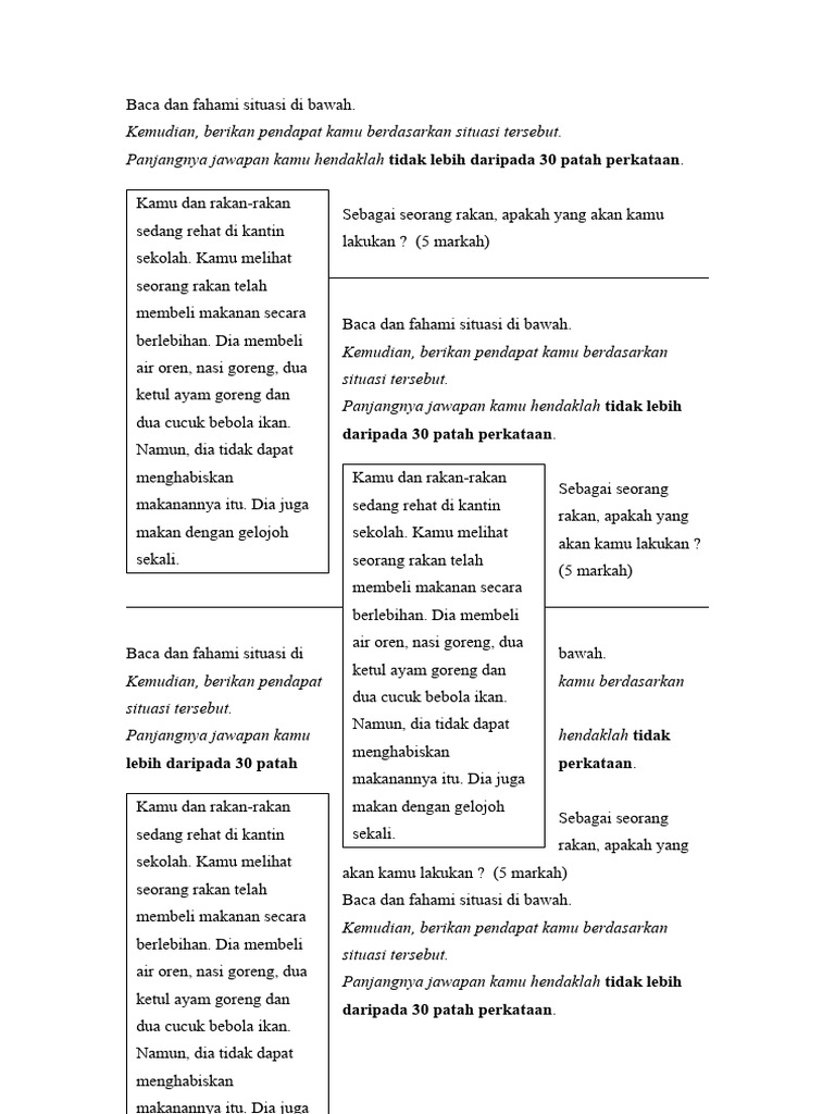 Baca Dan Fahami Situasi Di Bawah | PDF