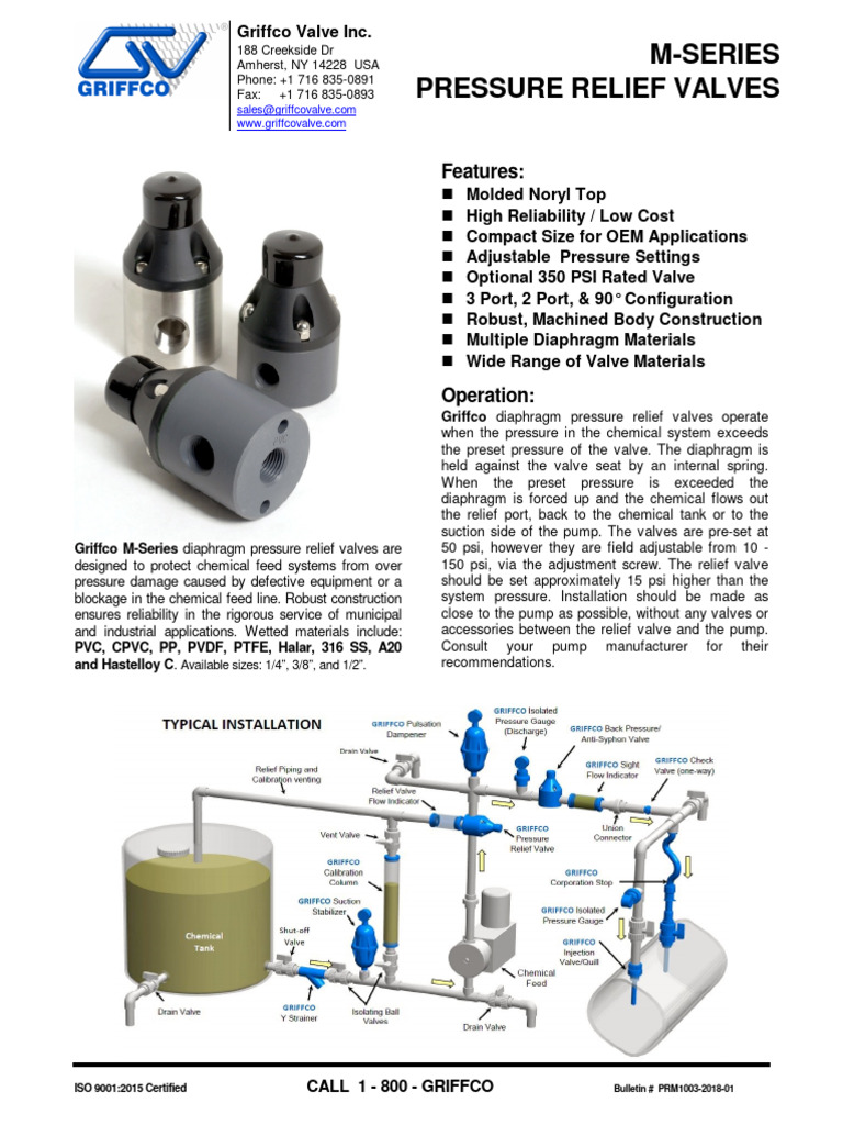 Griffco PRM Pressure Relief Valve | PDF | Valve | Pump