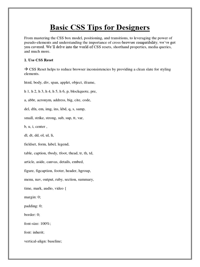 CSS Tips | PDF | Html Element | Software Development CSS Tips | PDF | Html Element | Software Development