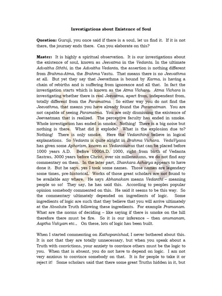 Soul - Existence of Soul - Investigations | PDF