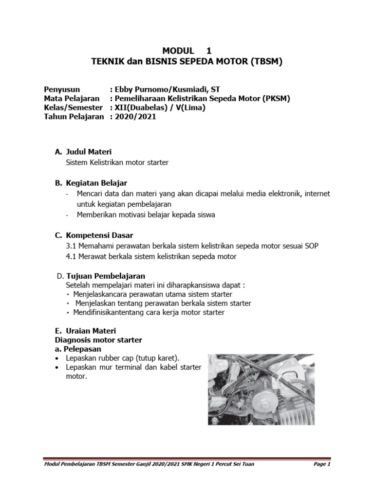 Modul 1 PKSM Xii - Sistem Kelistrikan Motor Starter-Dikonversi | PDF
