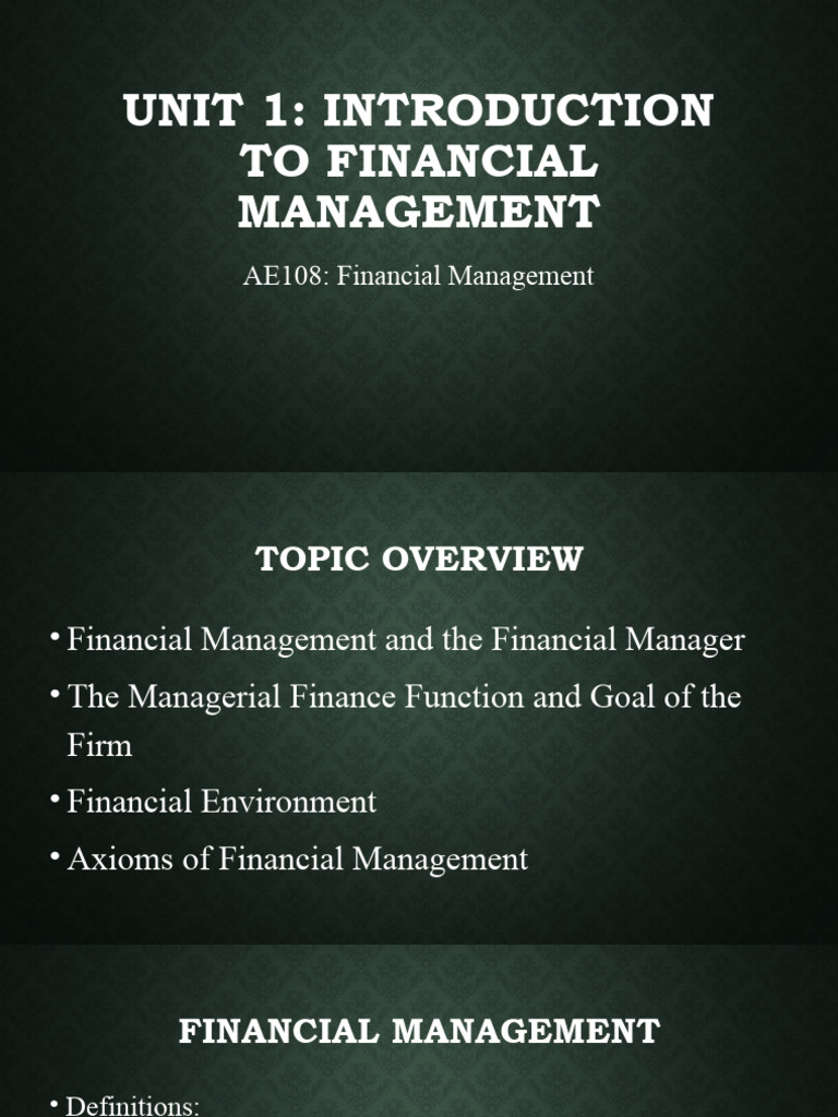 AE108 FinMan C1 Introduction | PDF | Financial Markets | Securities ... AE108 FinMan C1 Introduction | PDF | Financial Markets | Securities ...