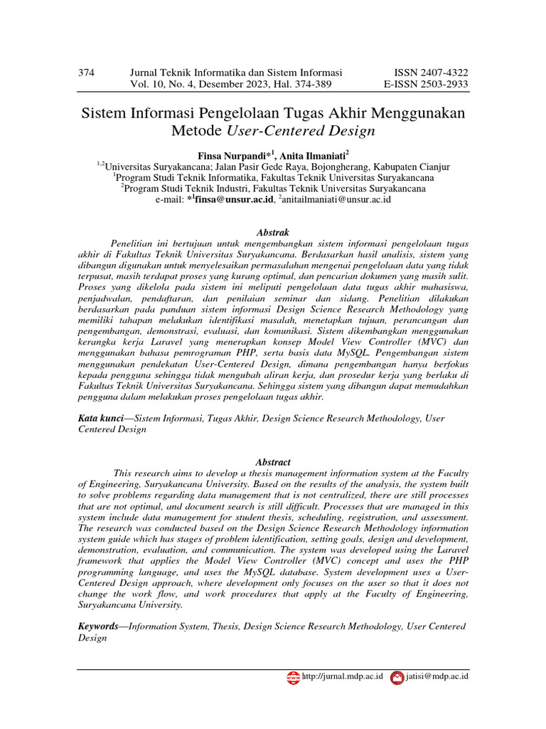 Sistem Informasi Tugas Akhir Berbasis UCD | PDF