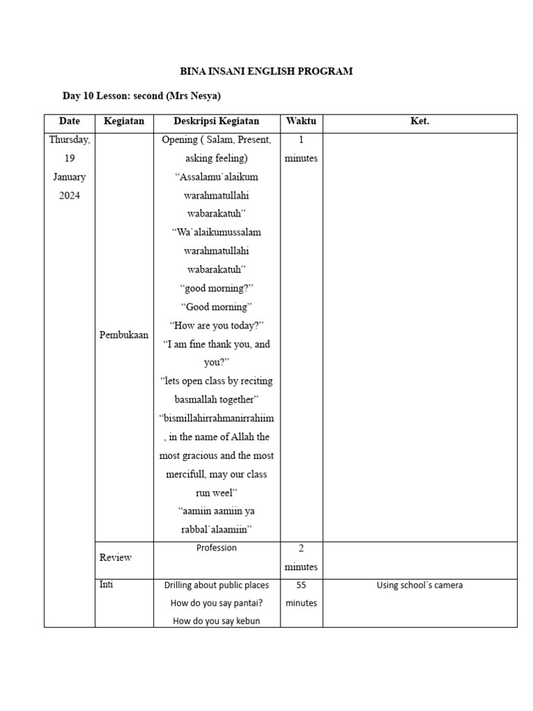 Day 10 - Lesson 3rd - by Miss Yanti | PDF