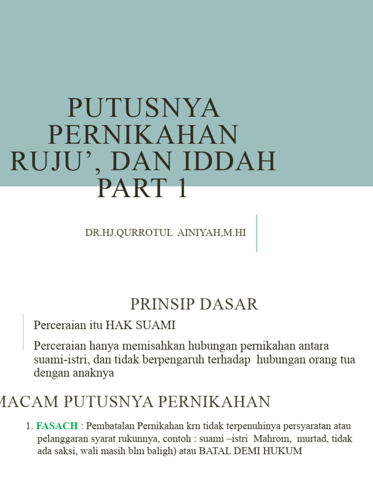 Putusnya Pernikahan, Iddah Dan Ruju | PDF