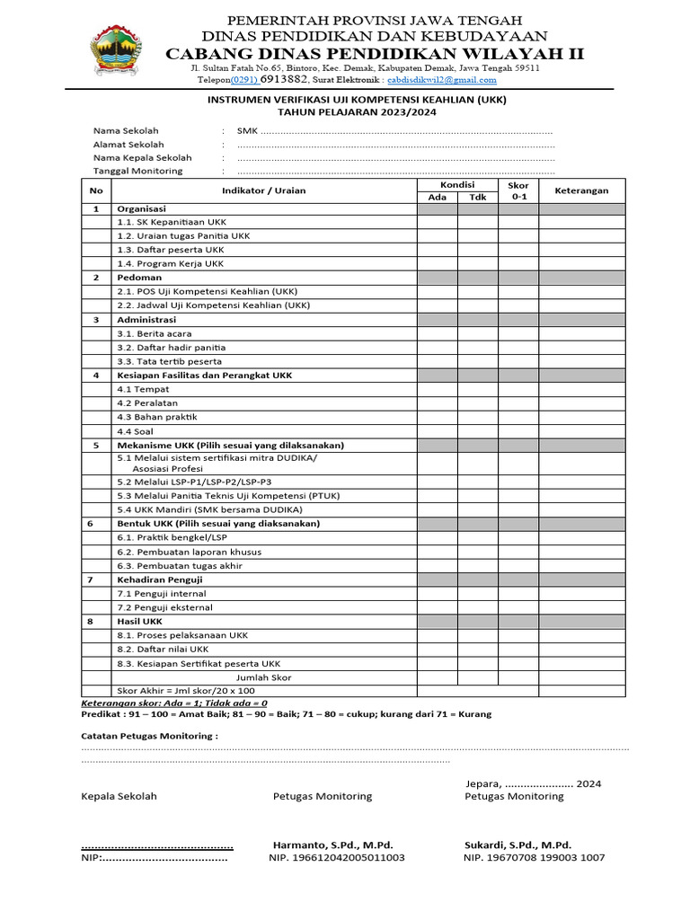 Instrumen Verifikasi Ukk SMK THN 2024 | PDF | Teknologi & Rekayasa