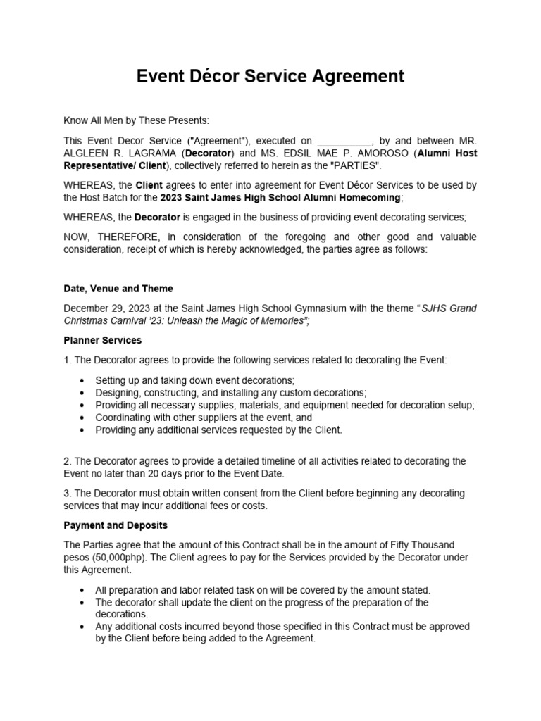 Event Decorator Contract Agreement | PDF | Economies | Private Law