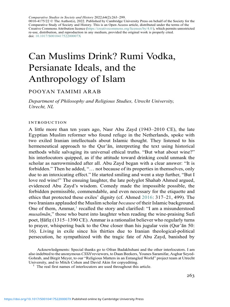 Can Muslims Drink Rumi Vodka Persianate Ideals And The Anthropology Of Islam Pdf