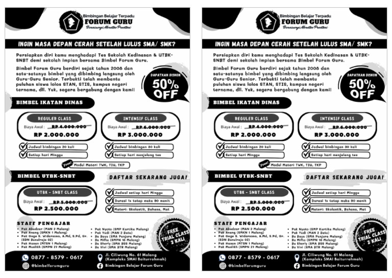 Brosur Bimbel IKD & UTBK Hitam Putih 2023 | PDF