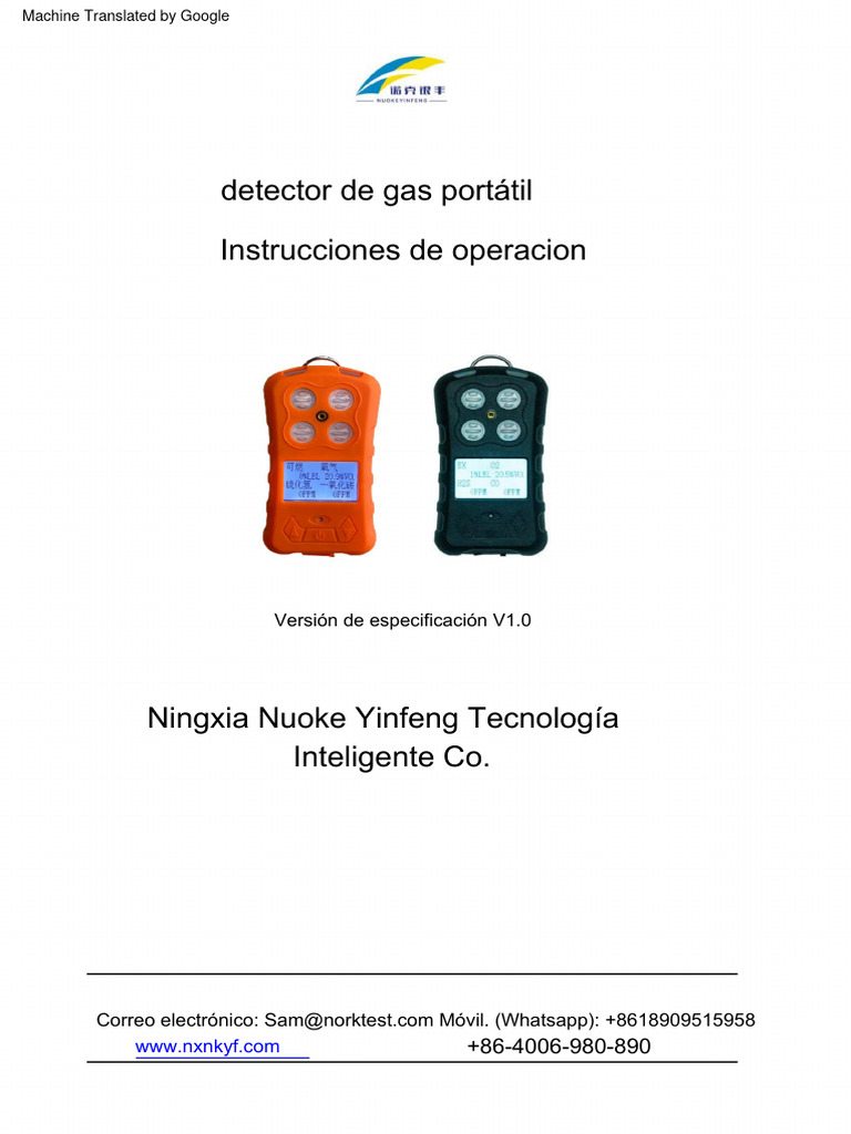 Manual del Detector de Hidrógeno Portátil | PDF | Gases | Pantalla de ...